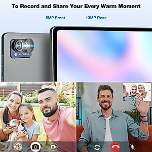 Veidoo Android Tablet 10.4 Inch, 6GB + 128GB Memory(Up to 2TB), 2K 1200 * 2000 FHD Screen, Octa-Core Processor, GPS, 2.4G/5G WiFi, Bluetooth 5.0, Dual Nano SIM Card 4G LTE Tablet (Gray)