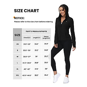 Rdruko Women's Zip Up Hoodie Light Active Jacket UPF 50+ Hiking Outdoor Sun Shirts(Black, US L)
