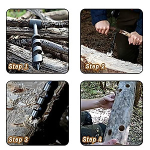 1” x 12” Scotch Eye Hand Wood Auger Drill Bit for Bushcraft Backpack Furniture Making Settlers Wrench Camping Shelter