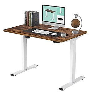 FLEXISPOT Electric Standing Desk Height Adjustable Desk, 48 x 30 Inches Sit Stand Desk Home Office Workstation Stand up Desk (White Frame + 48 in Rustic Brown Top, 2 Packages)