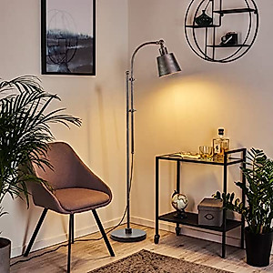 Industrial Floor Lamp, Black Standing Lamp Rustic Farmhouse Reading Lamp with On/Off Switch, Vintage Task Lamp with Metal Shade for Living Room Reading Bedroom Office, ETL (Black01-3S)
