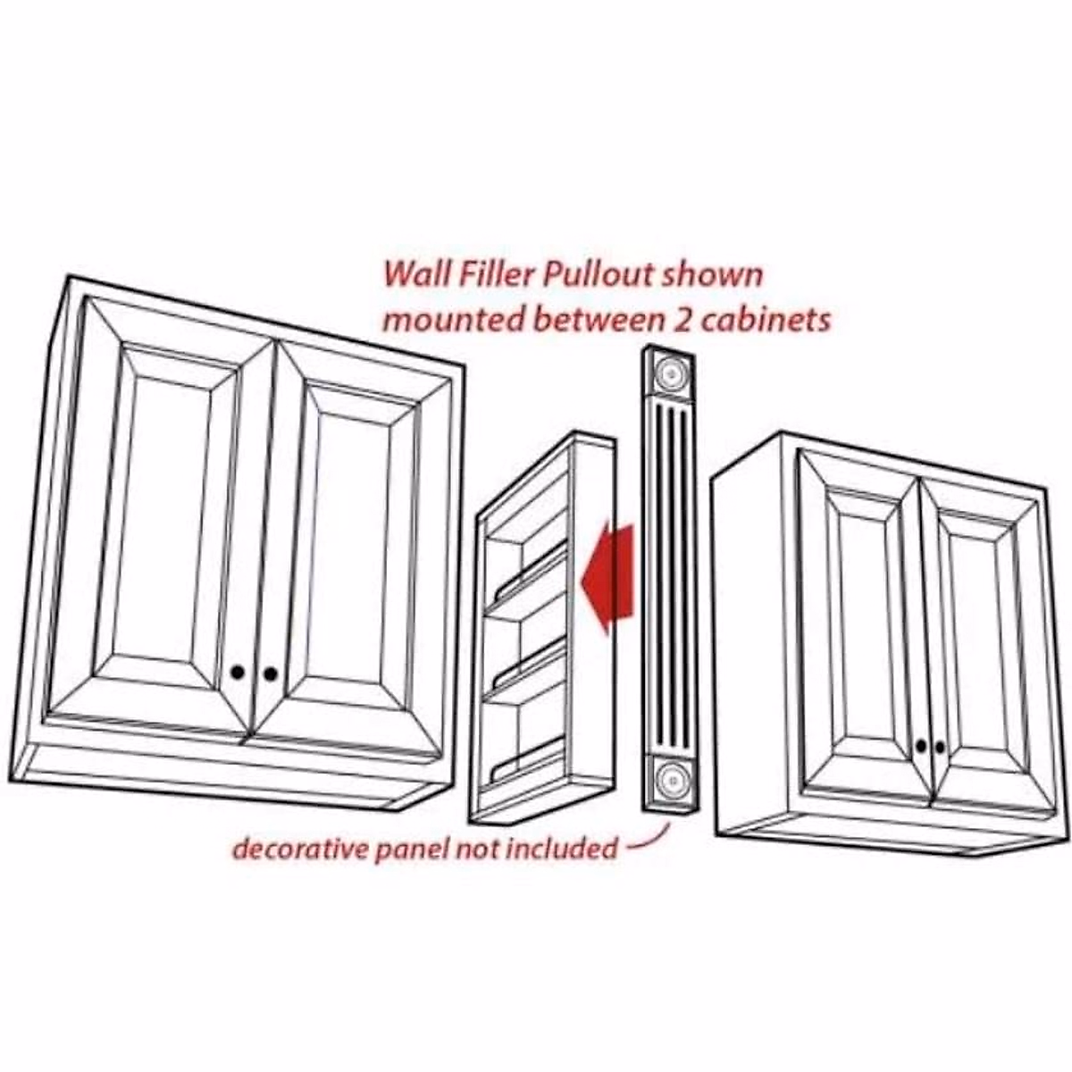 3" x 11-1/8" x 30" Wall Cabinet Filler Pullout