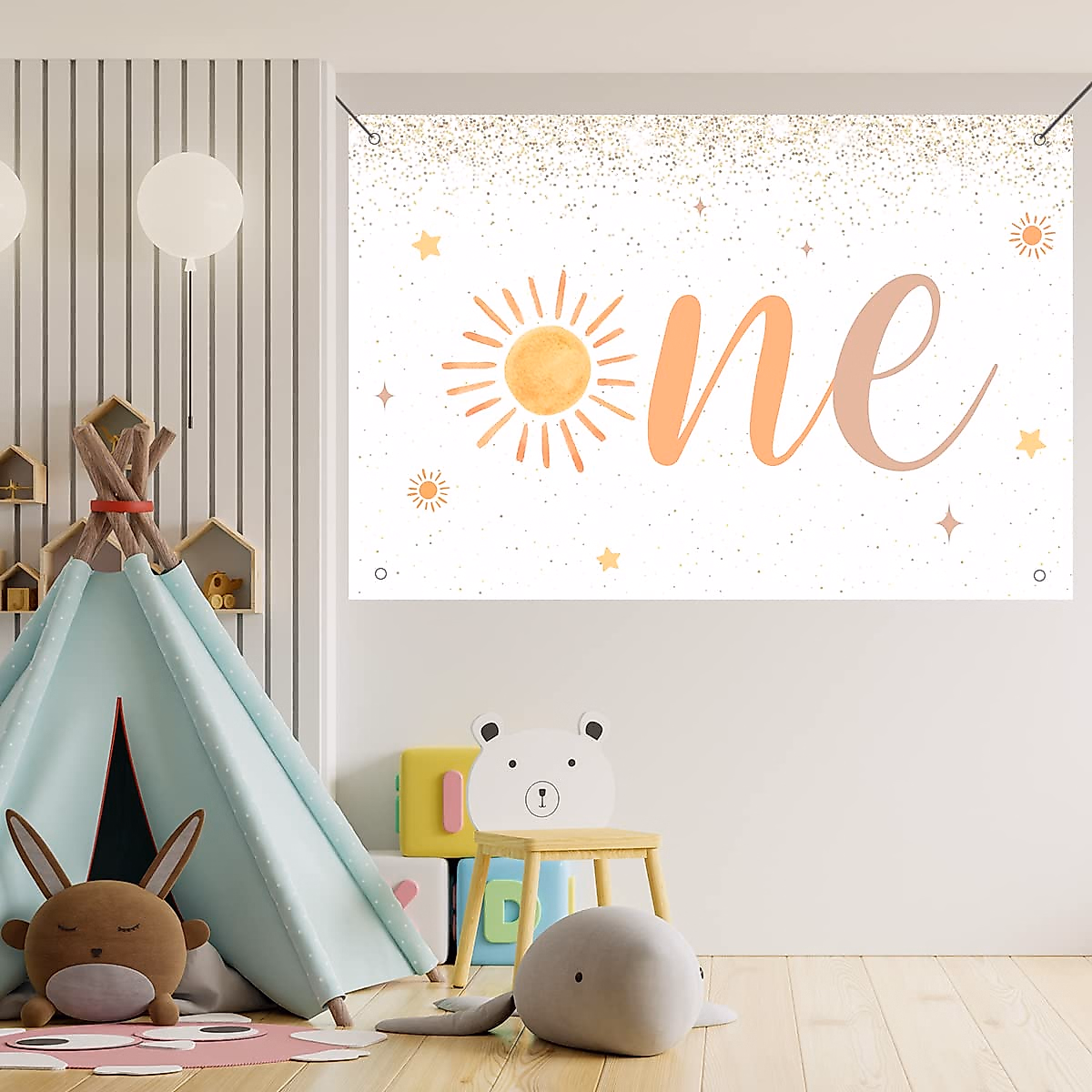 First Trip Around The Sun Backdrop Decoration - 1st Boho Birthday Party Background Banner Sun Party Decoration Photo Booth Props Cake Table Supplies-7x5ft