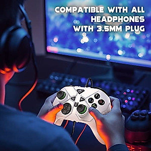SAMINRA Replacement for Wired Xbox One Controller with Two Remappable Buttons, 3.5mm Audio Jack and Turbo Key, Compatible with Xbox Series X/S, Xbox One X/S and Windows 10/11