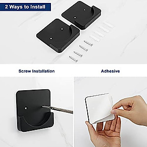 NearMoon Adhesive Shower Curtain Rod Holder | Rod Retainer | No Drilling | 3M Adhesive | Stick On | Shower Curtain Rod Not Included | 2 Pack (Matte Black)