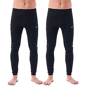 Nautica Men's Base Layer 2 Pair Waffle Thermal Underwear 2-Pack Thermal Pant Set (Black, X-Large)