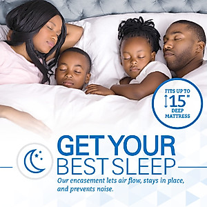 SafeRest Zippered Mattress Protector - Premium 12-15 Inch Waterproof Mattress Cover for Bed - Breathable & Noiseless Washable Mattress Encasement - Full