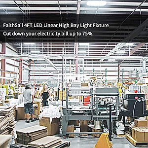 FAITHSAIL 4FT Linear LED High Bay Shop Light, 220W, 26500LM, 5000K, Industrial LED Warehouse Lighting, 4 Foot Indoor Aisle Area Workshop Garage Highbay LED Lights, 4 Lamp Fluorescent Equivalent