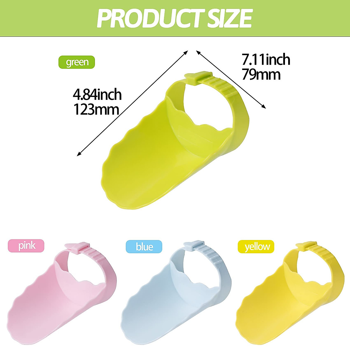 OIIKI Faucet Extenders for Toddler Kids Children Hand Washing, 4 Pack Silicone Sink Faucet Extender Wash Helper, Kitchen Bathroom Spout Sink Tub Extender Hand Wash Fun Kit