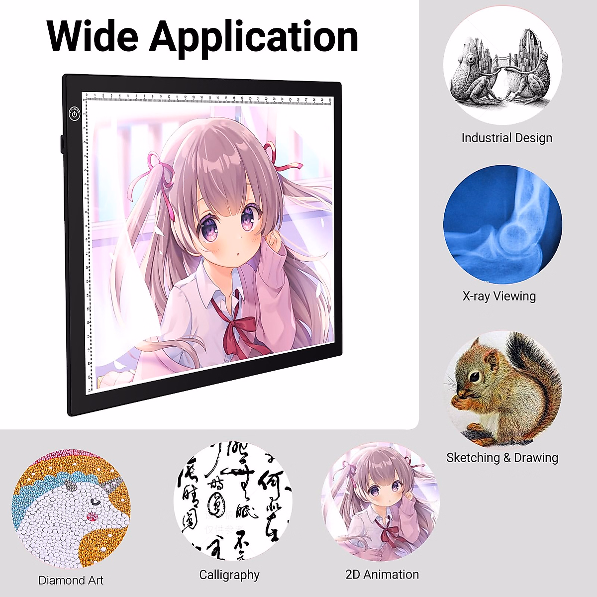 RTjoy A4 LED Light Pad, USB Powered Drawing Board, Adjustable Brightness Tracing Box Ideal for Diamond Art, Weeding Vinyl, Viewing Slides, Stenciling, Embossing, Quilting Stencils (Black)