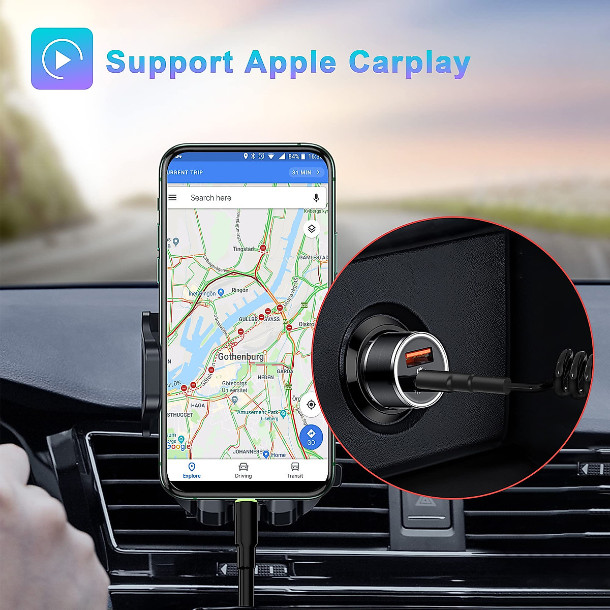 Coiled USB C to Lightning Cable MFi Certified - CarPlay Compatible Retractable iPhone Charger - Data Transmission Short iPhone Charger Cord - PD20W Fast Charging Apple Cable for iPhone14 13 12