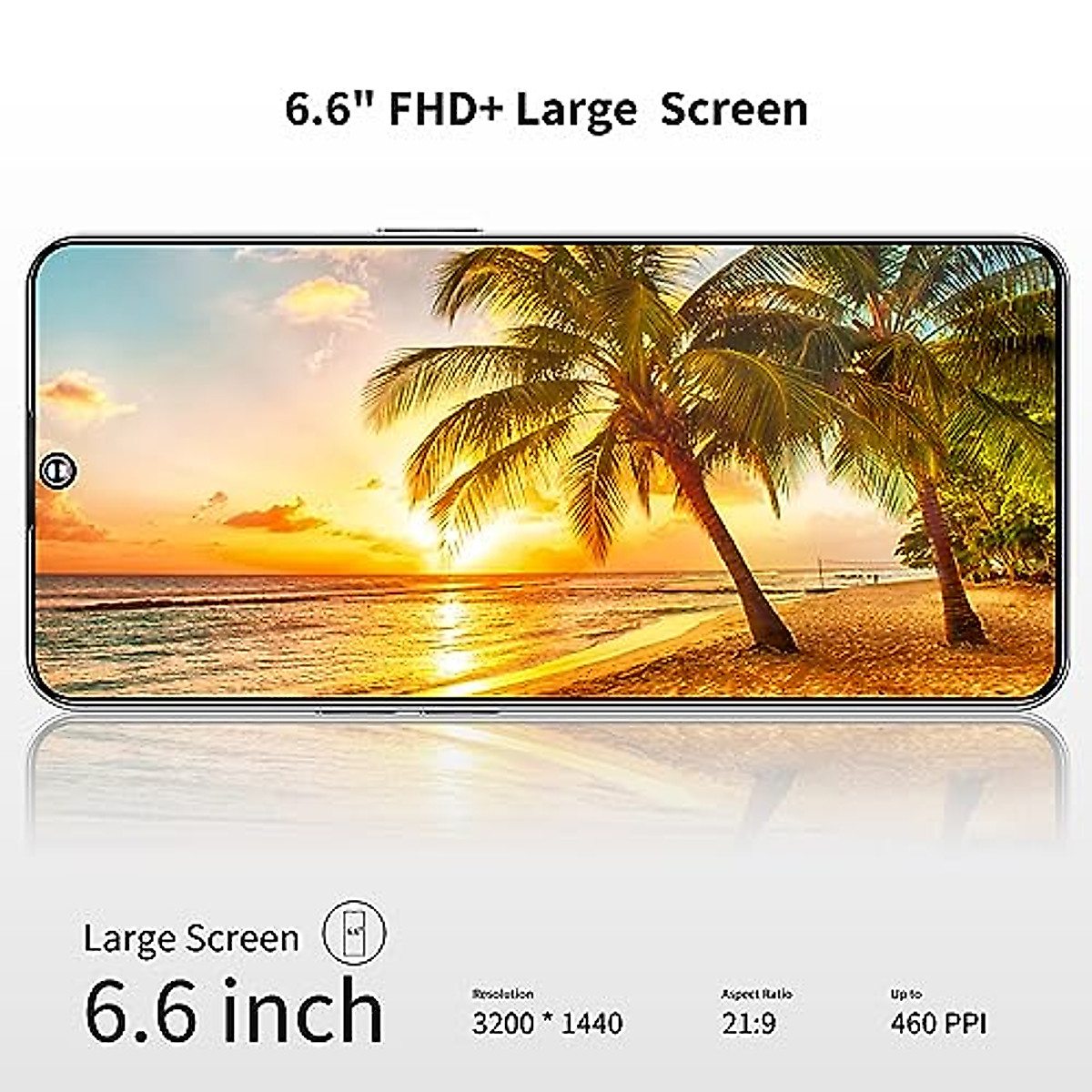 VIQEE Phones U21, 5G Unlocked Phones, 2K FHD+ Screen, Mobile Phones 6GB+256GB ROM+TF 128GB, Snapdragon Gen2 Processor, Smartphone Android Camera 24MP+64+12+12MP, WiFi NFC, Dual Sim - Silver