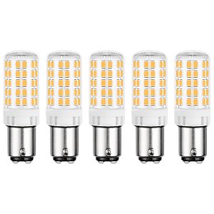 Maelsrlg BA15D LED Bulb, 50W Equivalent, 120 Volt, Soft White 2700K, Dimmable, Double Contact Bayonet Base, 5W 600 Lumen, 5-Pack