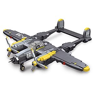 MEOA Fighter Jet Building Sets for Boys 8-12 937pcs P38 Lightning Fighter Building Blocks Toys WW2 Airplane Building Toys for Kids and Adults