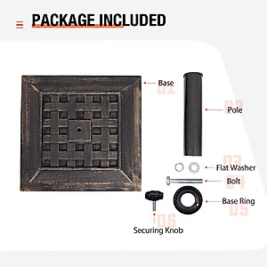 COOS BAY 27 lbs 17.3 inch Outdoor Heavy Duty Square Antiqued Resin Umbrella Base Stand for Patio, Garden, Lawn, Bronze…