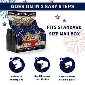 Dacawin Summer Sunflower Magnetic Mailbox Covers Blue Floral Patriotic American Flag Mailbox Post Cover July 4th Flower Mailbox Decor Waterproof Mailbox Wraps Standard Size 21X18 Inch