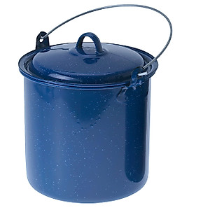 GSI Outdoors 3.75 qt Straight Pot w/Lid & Handle - Enamelware for Cooking Outdoors, Camping & Travel