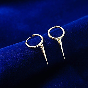 Milacolato 925 Sterling Silver Minimalist Spike Dangle Hoop Earrings for Women 18K Yellow Gold Plated Drop Charms Hoops Punk Earrings
