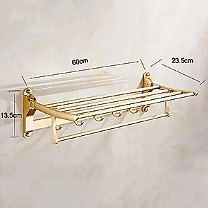 SXNBH Towel Holder Bathroom Space Aluminum Rose Gold Hanger Fold Matt Bath Towel Rack Wall Mount Washroom Shelf Double Towel Rail para
