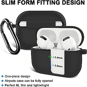 Linsaner AirPods Pro Case Cover with Keychain, Full Protective Silicone Skin Accessories for Women Men Girl with Apple AirPods Pro Case,Front LED Visible，Black