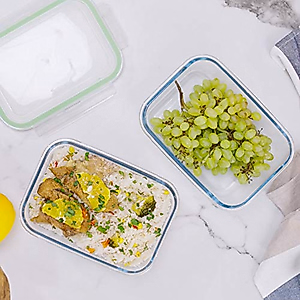 63 Oz 2 Pcs Large Glass Food Storage Containers 8 Cups Family Size Set Baking Containers with Locking Lids Storing food, BPA Free Leak Proof Microwave Oven Safe (2, 63 OZ)