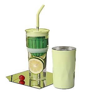 YULUDZSW Stainless Steel Vacuum Insulated Tumbler, With Lid And Straw For Water, 20 Oz Perfect Size Iced Coffee/Smoothie Cup, 3 In 1 Water Cup, For Home, Office Or Car, Hot And Cold Drinks Thermal