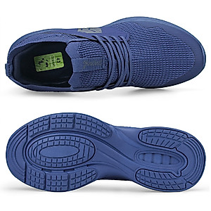 Giniros Mens Slip On Walking Shoes Non Slip Running Shoes Breathable Workout Shoes Lightweight Gym Sneakers Dark Blue Size 7