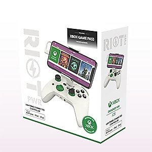 RiotPWR Mobile Cloud Gaming Controller for iOS (Xbox Edition) – Mobile Console Gaming on your iPhone - Play COD Mobile, Apple Arcade + more [1 Month Xbox Game Pass Ultimate Included]