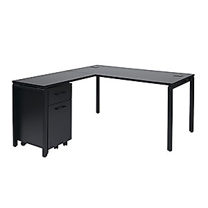 Pro-Line II/OSP Designs PRD3085-BLK Prado Mobile File in with Hidden Drawer and Castors, Black