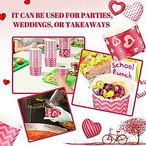 200 Pcs Ice Cream Cups Red Treat Snack Cups Mother's Day Heart Shaped Bowls 9 oz Disposable Paper Cup Red Pink Dessert Ice Cream Bowls for Valentine's Day, Baby Shower Decor