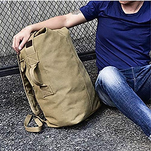 Military Duffel Bag Top Load Double Strap Canvas Backpack Army Travel (upgrade black small)