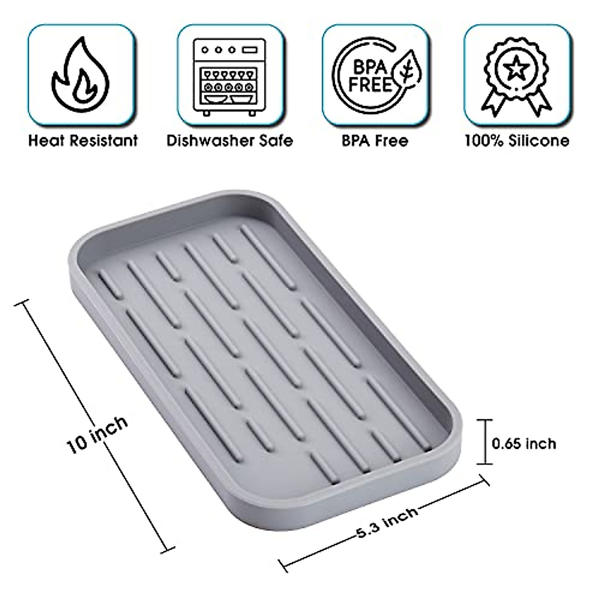 Cheer Collection Soap and Sponge Holder - Silicone Non-Slip Kitchen Counter Sink Organizer and Storage Tray, Medium