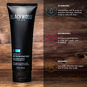 Blackwood For Men HydroBlast Moisturizing Conditioner - Deep Treatment for Damaged & Dry Hair - Natural Vegan Formula for Curly & Coarse Hair - Sulfate Free, Paraben Free, & Cruelty Free (7.76 Oz)