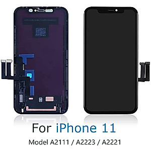 Yodoit for iPhone 11 Screen Replacement Kit COF Full HD LCD Display 3D Touch Digitizer Frame Full Assembly with Repair Tool for Model A2111, A2223, A2221 Black 6.1inch