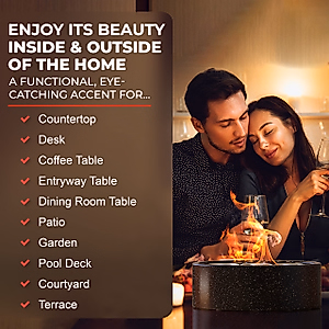 Vizayo Tabletop Fire Pit for Patio - 14.2 x 10.2 inch Indoor Outdoor Table Top Firepit Bowl - Use Gel Fuel Cans, Bioethanol or Isopropyl Alcohol - Tabletop Fireplace for Balcony, Patio Decor - Black