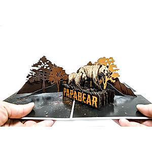 Fathers Day Pop Up Card, Papa Bear Fathers Day Pop Up Card, Papa Bear Pop Up Card - Father's Day Card from Wife, Daughter, Son, Kids for Husband, Grandpa, Birthday Includes Envelope and Note Tag, 6" x