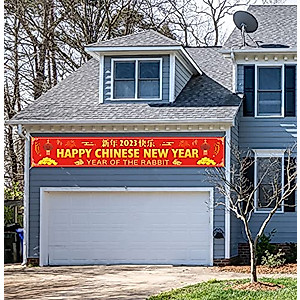 PTFNY 2023 Chinese New Year Party Decorations New Year Party Banner Year of The Rabbit Party Banner Chinese New Year Decorations for Spring Festival Supplies Outdoor Indoor Decor