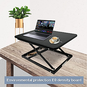 STANDNEE Standing Desk Converter Height Adjustable Stand Up Desk Riser - Supports 300 lbs, Fully Assembled Monitor/Laptop Riser Workstation, Black.
