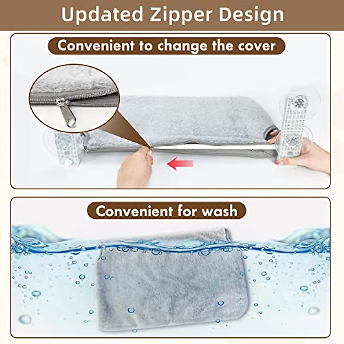 AMOSIJOY Cordless Cat Window Perch Cat Hammock, Large Cats Window Cat Beds with 4 Suction Cups & Solid Metal Frame, Foldable Cat Seat for Indoor Cats (Medium)