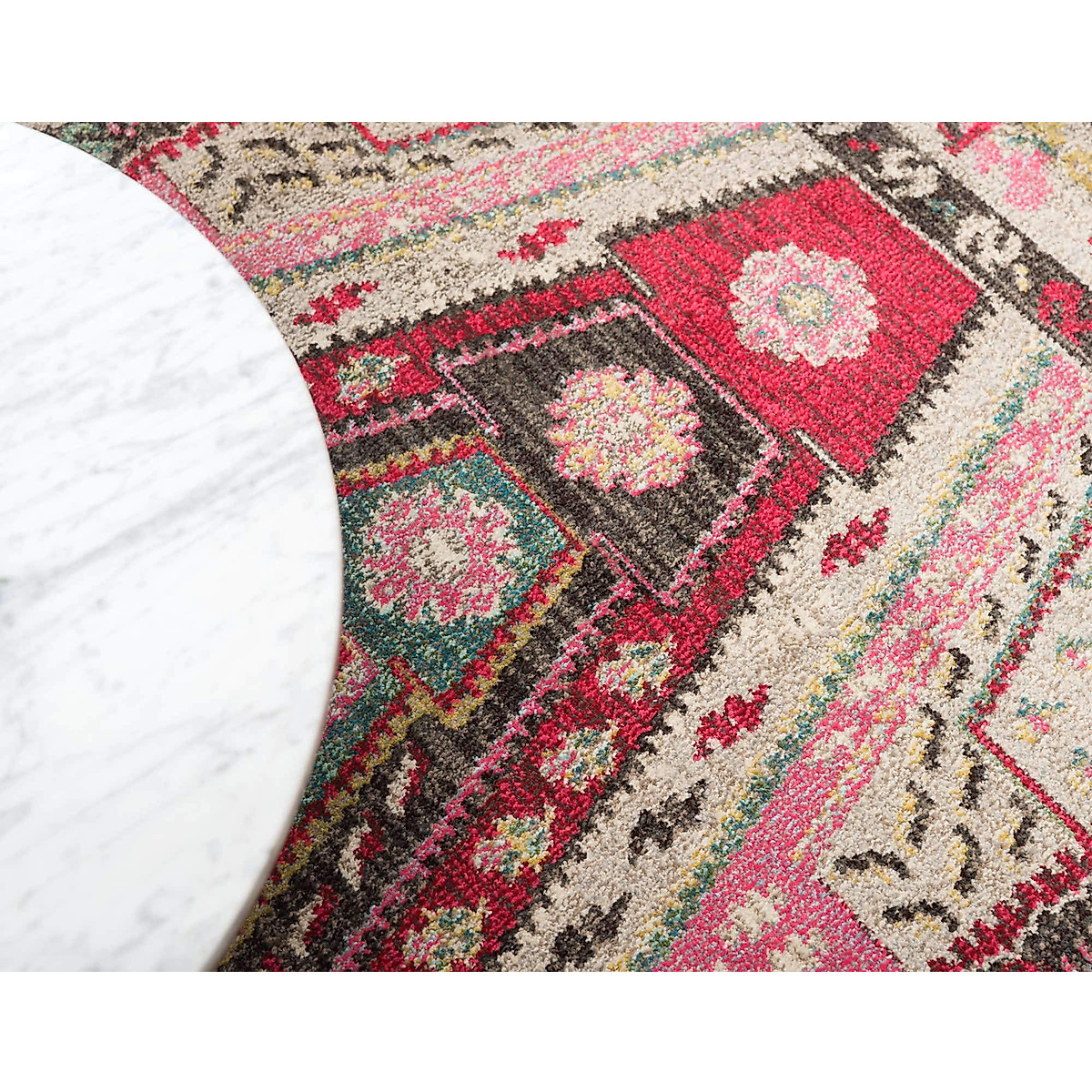 Unique Loom Sedona Collection Southwestern, Geometric, Border, Over-Dyed, Modern, Tribal, Abstract Area Rug, 9 ft x 12 ft, Multi/Beige