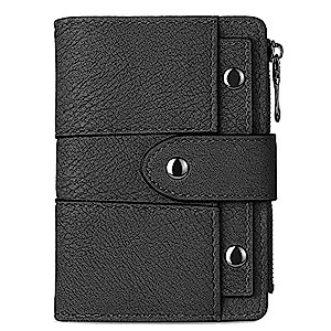 CLUCI Small Wallet for Women Leather Bifold Multi Mini Card Holder Organizer designer Ladies Zipper Coin with Removable ID Window