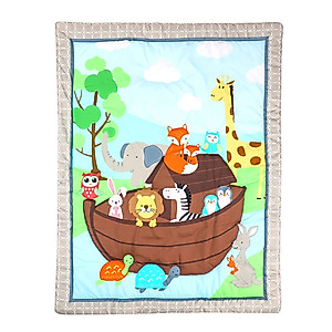 Baby Bees 4 Pieces Jurassic Ark Crib Bedding Sets for Boys and Girls | Baby Bedding Set of Crib Sheet, Quilt, Dust Ruffle for Standard Size Crib