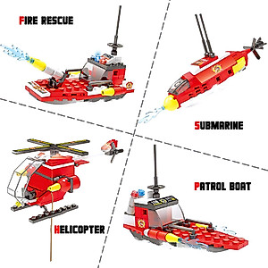 Liberty Imports STEM Building Blocks Sets, Compatible Model Building Toys Gift for Boys Age 6-12 (Fire Rescue)