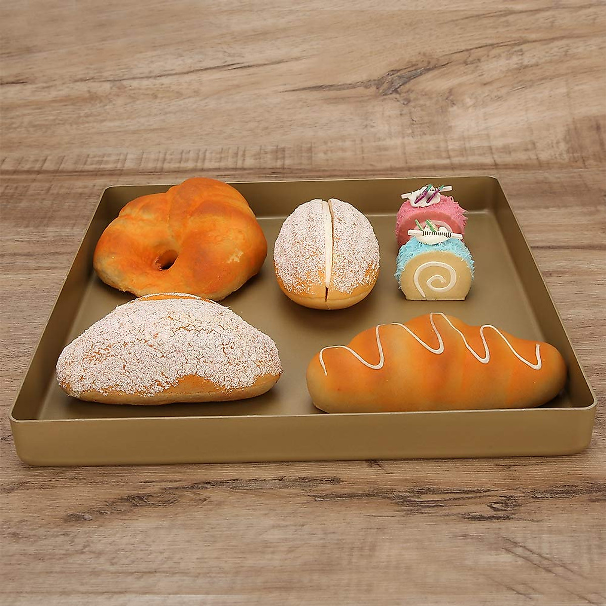 Baking Pan 28x28x3cm Gold Aluminum Alloy Square Shape Non Stick Baking Tray Bread Pizza Tray Cookie Sheet Baking Tool