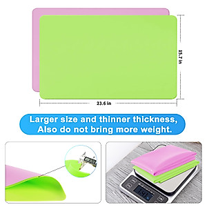 2 Pcs Crafts Silicone Mats,Large Silicone Mat 23.6"x15.7" Place Mats,Silicone Baking Mat,Non-Slip Kids Dinner Table Placemat,Silicone Mats for Kitchen Counter,for Countertop Protection(Green, Pink)