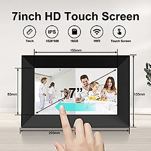 Tibuta Digital Photo Frame 7 Inch WiFi Digital Photo Frame with Touchscreen, Gravity Sensing Automatic Rotation, Gravity-Sensing Auto-Rotation, Share Photos and Videos via APP…