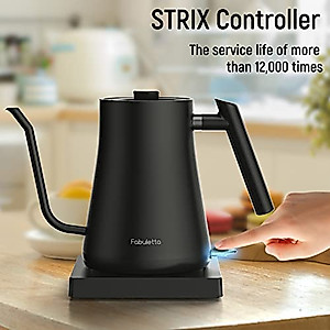 Fabuletta Electric Coffee Kettle Pour Over, Gooseneck 100% Stainless Steel BPA Free, 1500W Quick Heating 1L Tea Pot for Family Matte Black