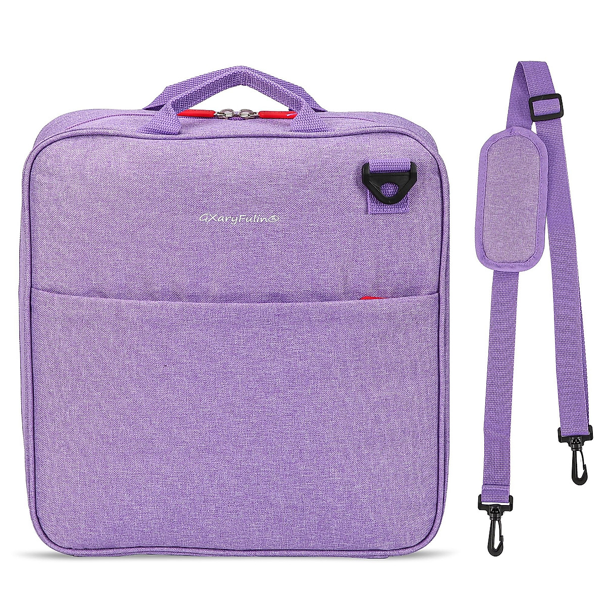 GXaryFulin Detachable Zipper Binder with Shoulder Strap, 3 O-Ring Binder for Office & School Supplies, Upgraded Version (Purple)