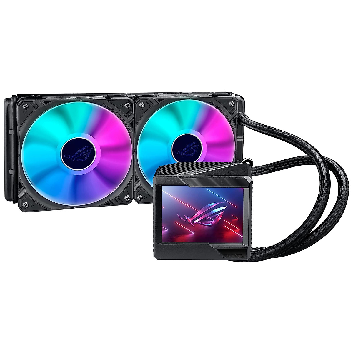 ASUS ROG Ryujin II 240 ARGB All-in-one Liquid CPU Cooler 240mm Radiator (3.5" Color LCD, Embedded Pump Fan, 2X ROG 120mmARGB Radiator Fans,Compatible with Intel LGA1700,1200 and AM5, AM4 Socket),BLACK