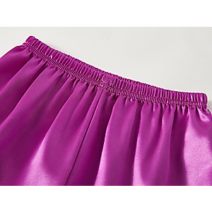 Beezizac Little & Big Girls Pajama Set Size 12 - Bright Pink Satin Silky Cute Summer Shorts Outfit